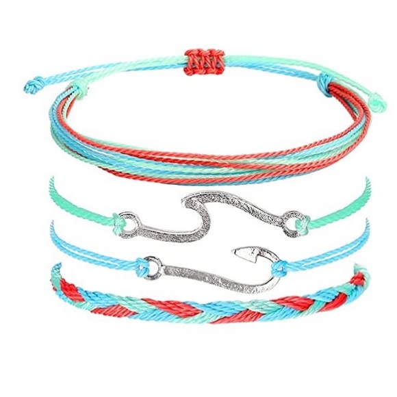 Jewelry | Handmade Surfwave Braided Charm Bracelet Or Anklet Set Of 4 ...